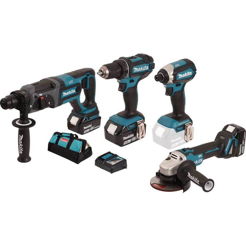 Ensemble de 4 machines 18 V Li-Ion 5 Ah DLX4080TX1 Makita — outils.fr