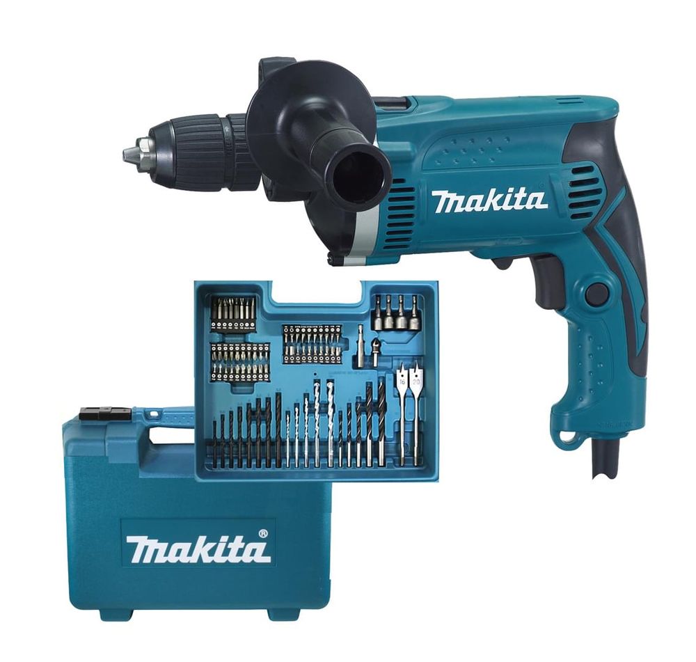 Perceuse a percussion 710W 13mm avec 68 accessoires HP1631KX3 Makita ...